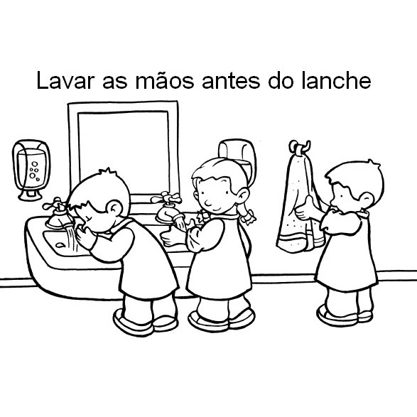 Desenho de Estudantes lavando as mãos para colorir - Tudodesenhos Desenho de Estudantes lavando as mãos para colorir - Tudodesenhos